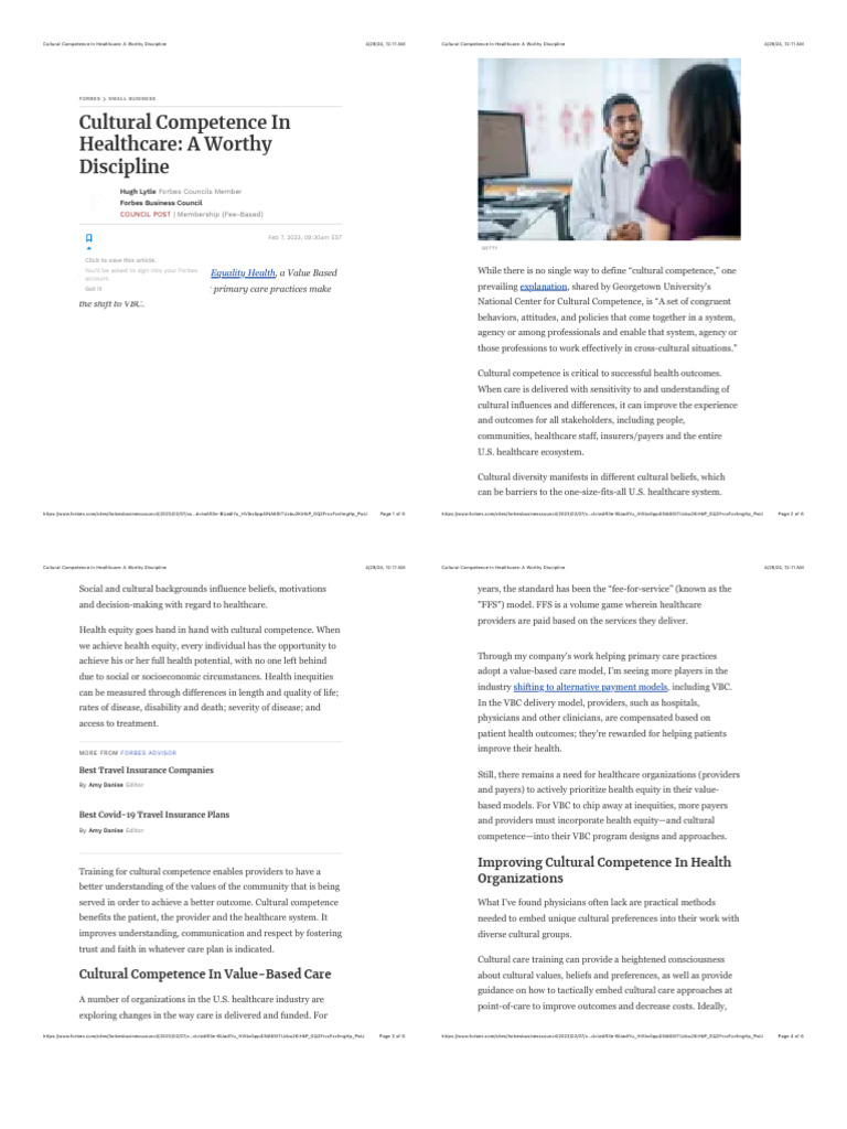 Cultural Competence in Healthcare A Worthy Discipline | PDF | Health ...