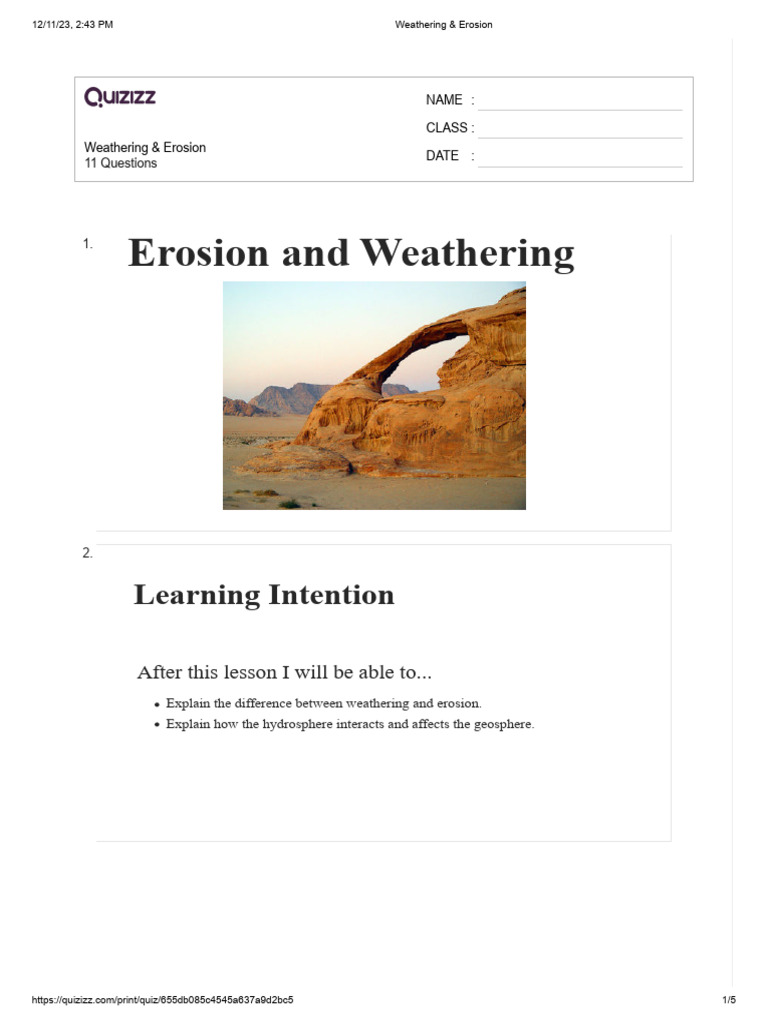 Weathering & Erosion | PDF | Erosion | Weathering