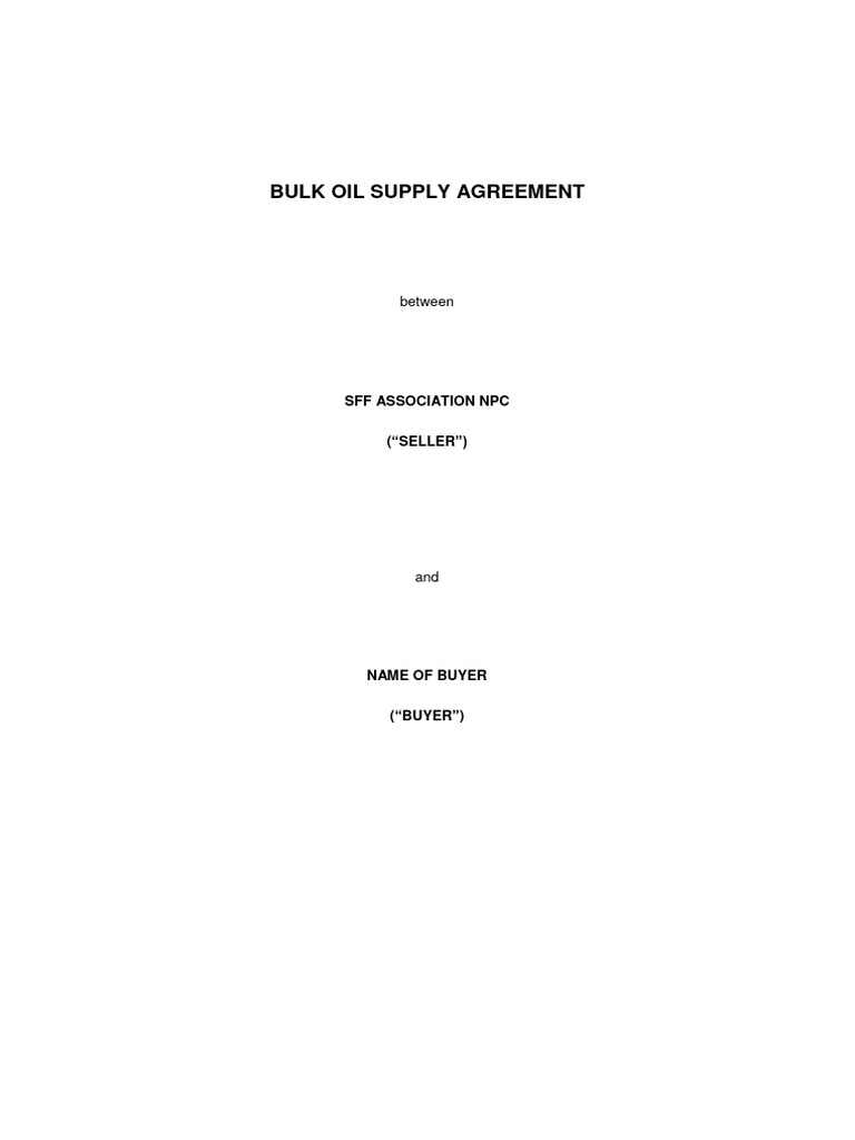 ANNEXURE F SFF Crude Oil Supply Agreement Final November 2023 | PDF ...