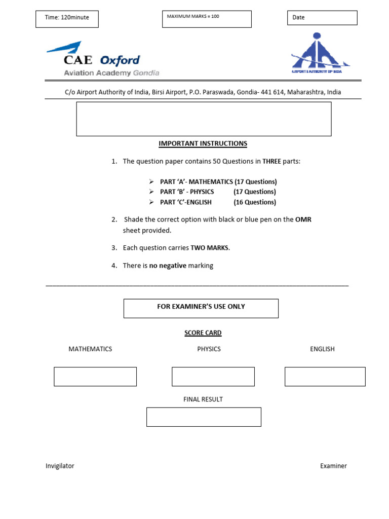IndiGo Entrance Question Paper Batch 5 | PDF | Mathematics