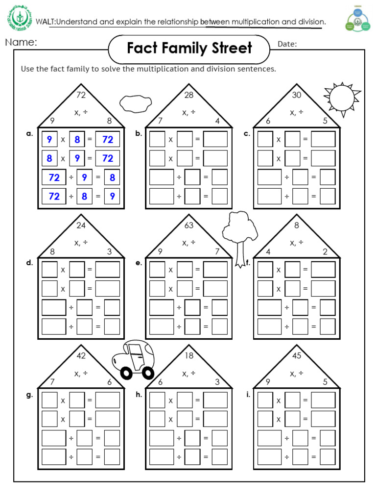 Fact Family Multiplication & Division Worksheet | PDF