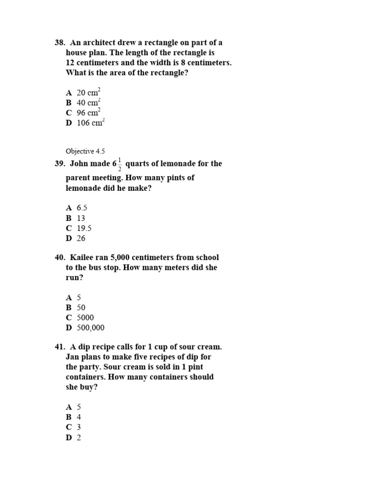 5th Grade Practice Test - 5th Grade Practice Test | PDF | Chart | Pet