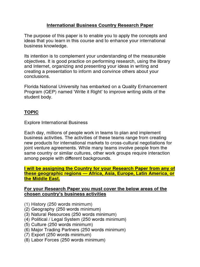 Research Paper Country Project Information | PDF | Academic Publishing ...