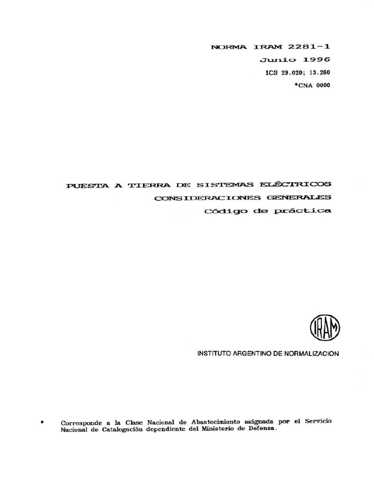 IRAM 2281-1 Consideraciones Generales de Puesta A Tierra | PDF