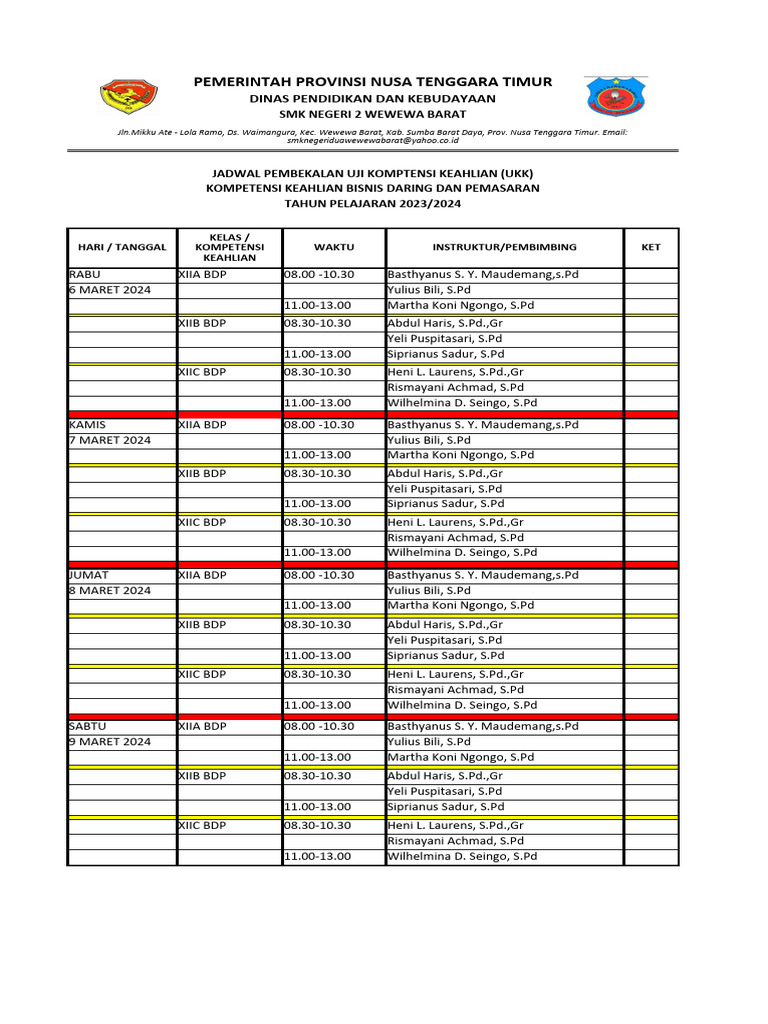 Jadwal Pembekalan Baru | PDF
