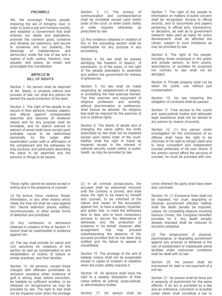 Preamble Article 3 | PDF | Search And Seizure | Justice