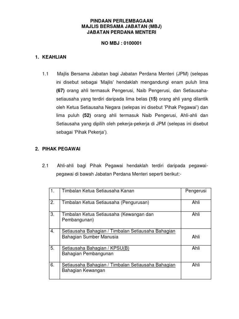 Perlembagaan MBJ Jabatan Perdana Menteri 2020 | PDF
