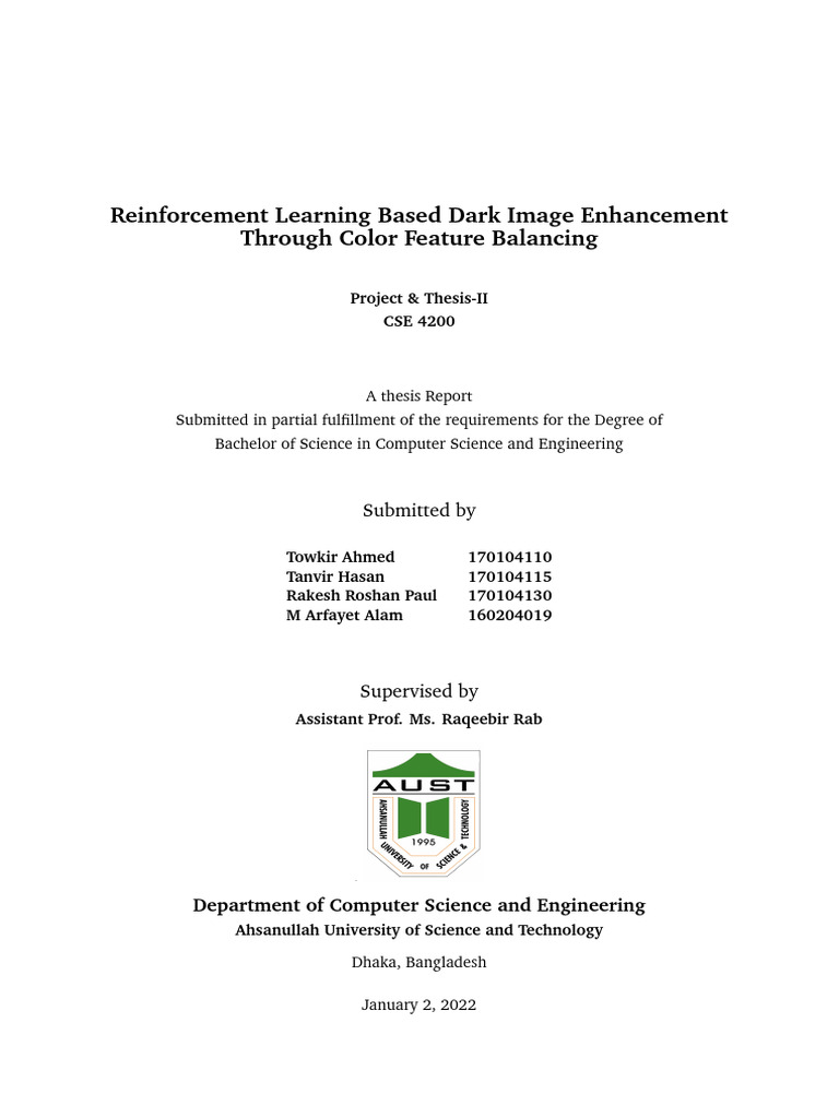 3923 - Reinforcement Learning Based Dark Image Enhancement Through ...