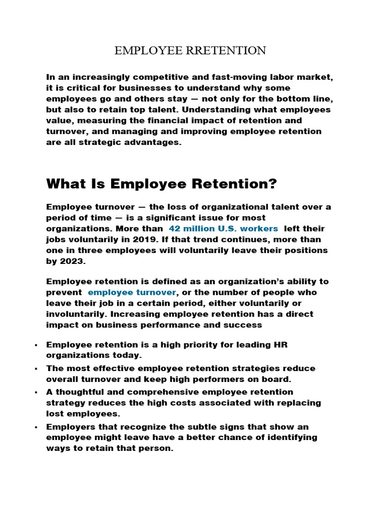 Employee Rretention | PDF | Employee Retention | Employment