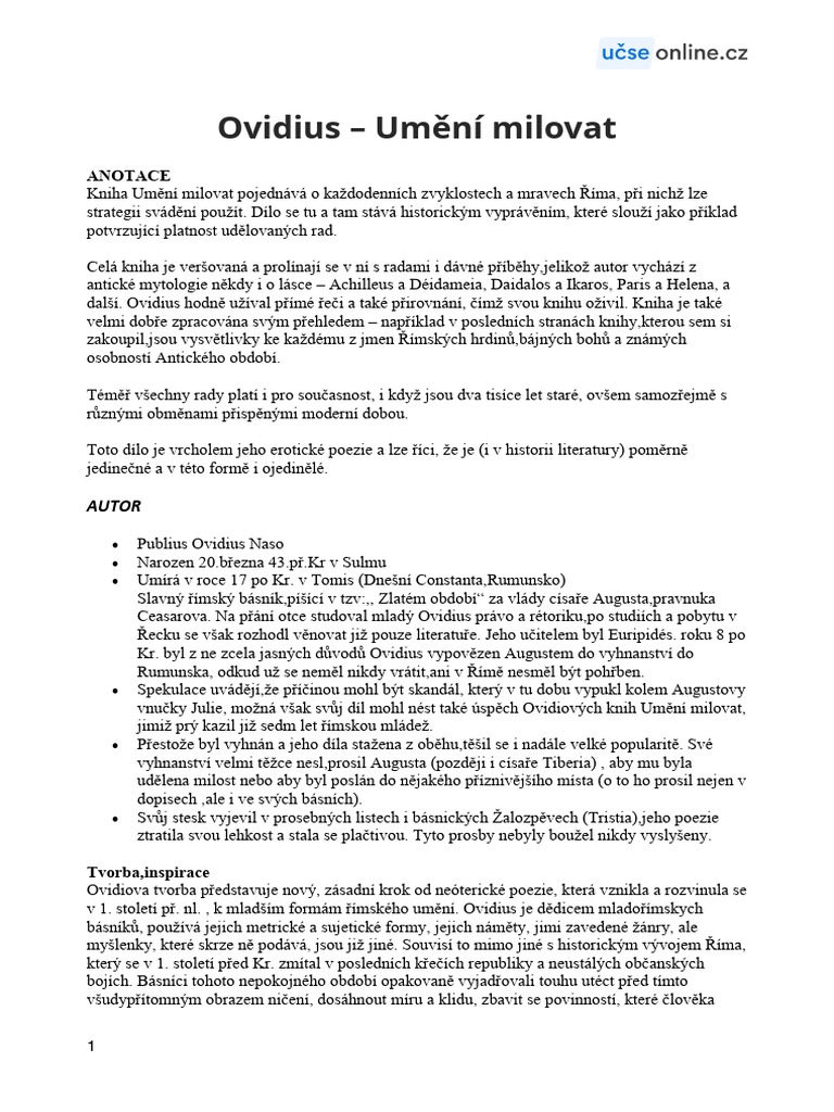 Ovidius - Umění Milovat | PDF