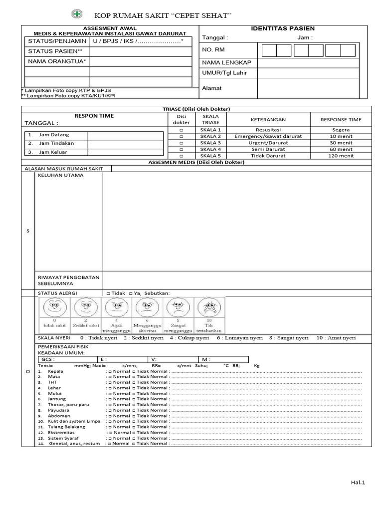 RM RJ 10 Formulir Assesment Awal Igd | PDF