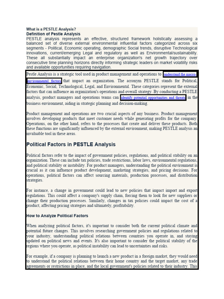 Understanding PESTLE Analysis in Business | PDF | Marketing | Product ...