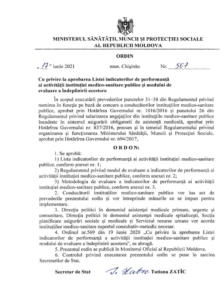 Ordin 567 Din 17 Iunie Indicatori | PDF