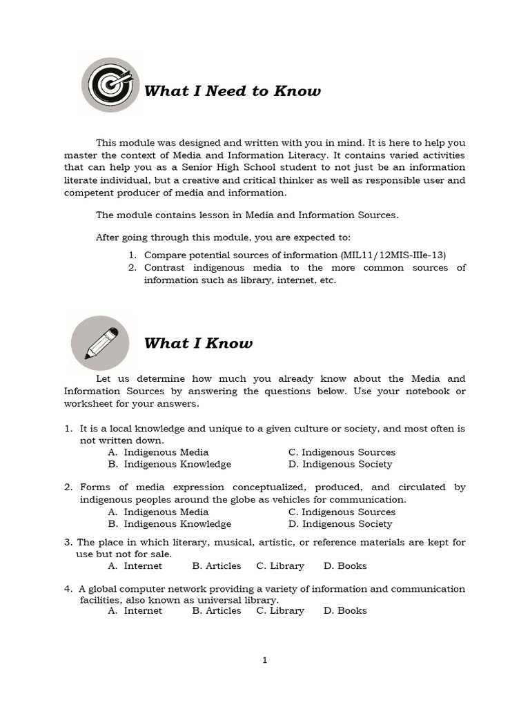 Grade 12 MIL - Q1 - Week5 Final | PDF | Internet | Baidu