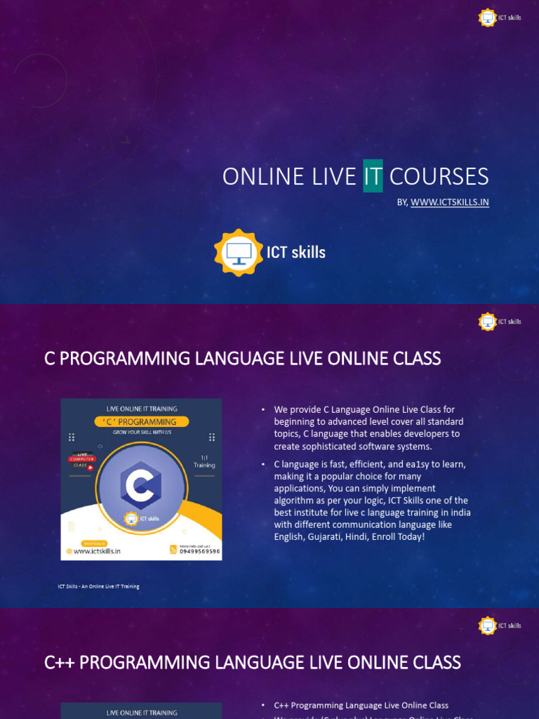 Online Live It Courses in India by ICT Skills | PDF | Educational ...