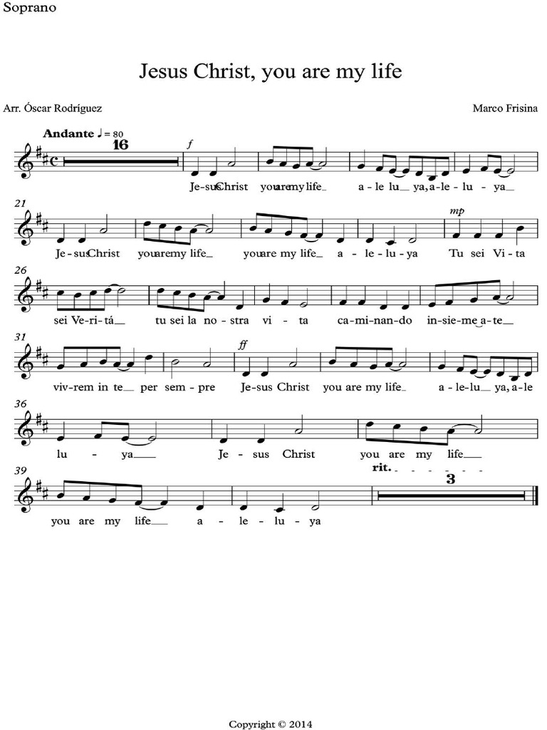 Jesus Christ You Are My Life-Soprano | PDF