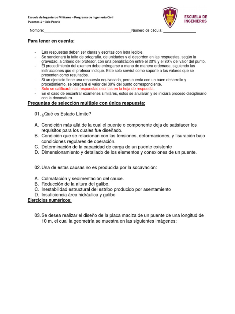Examen Final - Puentes 1 | PDF | Viga (Estructura)