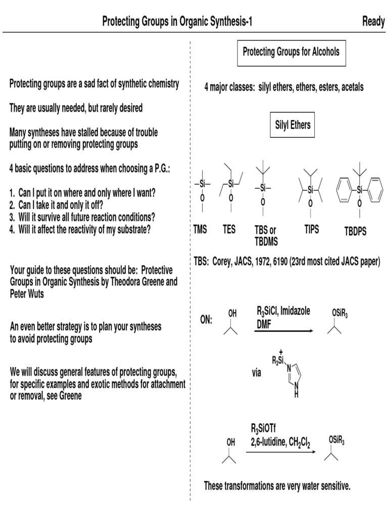 Protecting Groups | PDF | Organic Chemistry | Chemistry