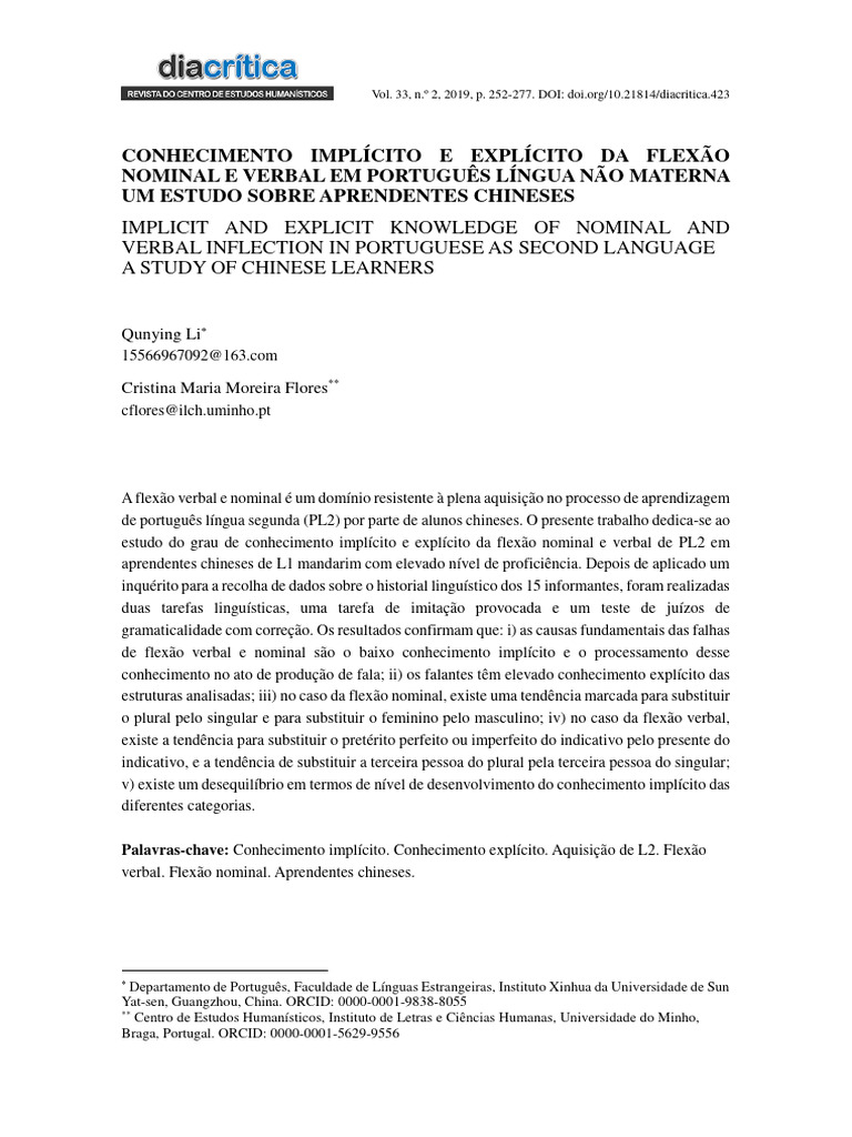 Conhecimento Implícito e Explí | PDF | Aprendizado | Assunto (gramática)