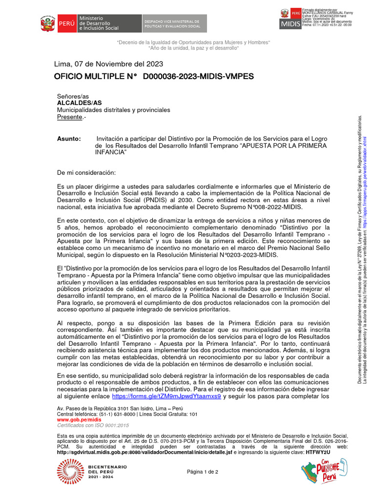 Oficio Multiple 000036 2023 Vmpes | PDF | Negocios | Ciencias sociales