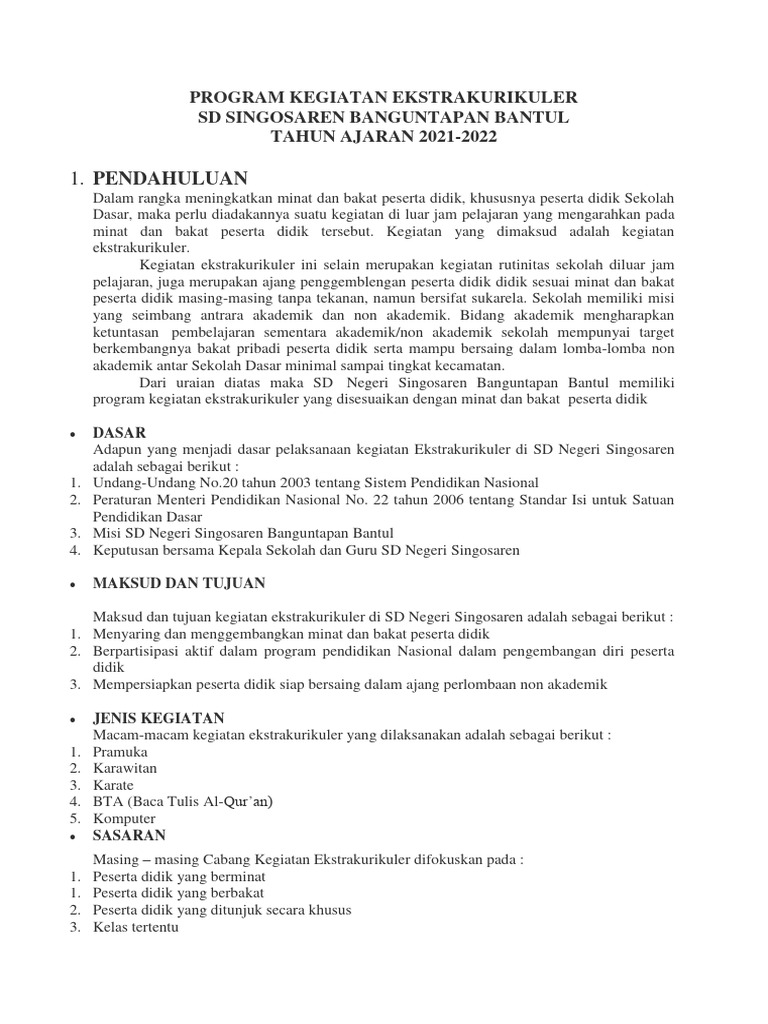 33.dokumen Program Kegiatan Ektrakurikuler | PDF