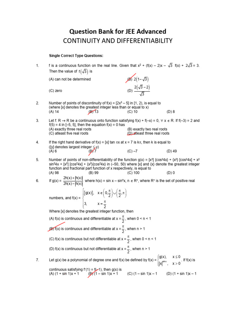 Continuity And Differentiability Pdf Function Mathematics Continuous Function