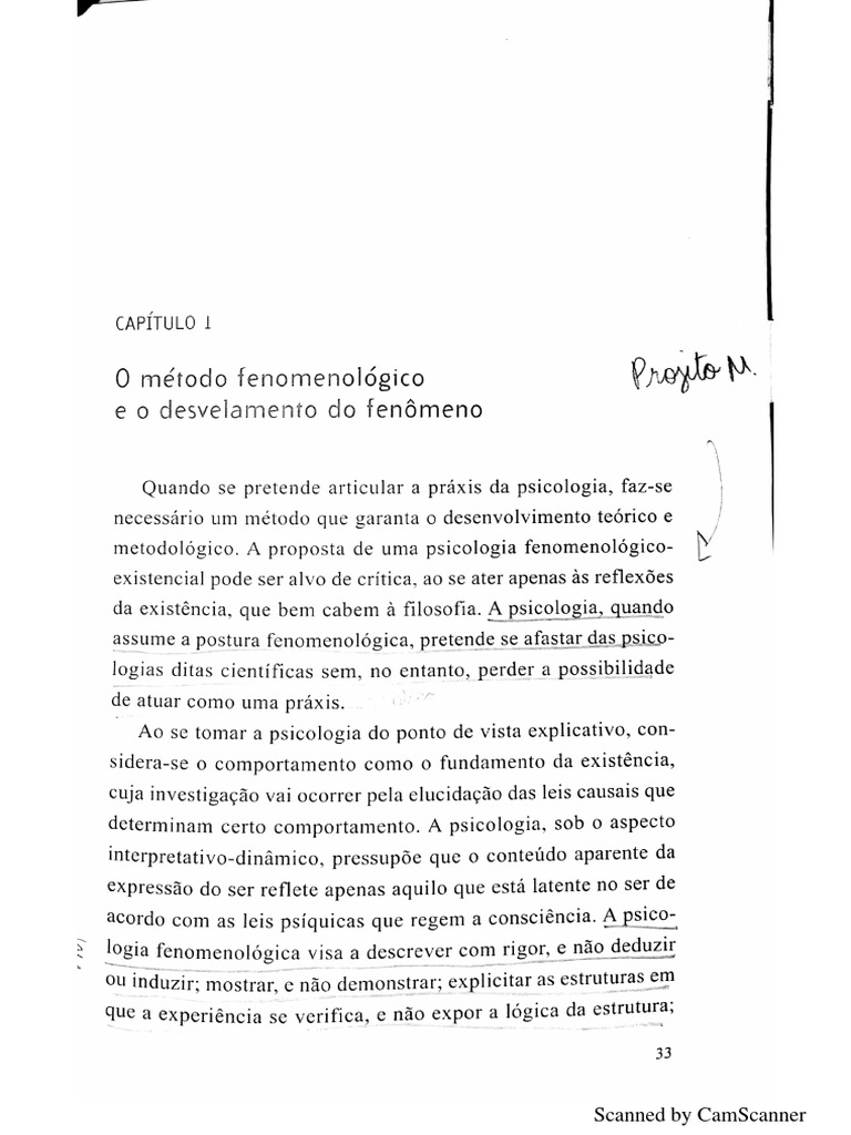 1 CAP. O M Todo Fenomenologico e o Desvelamento Do Fen Meno. A Escuta e A Fala em Fenomenologia ...