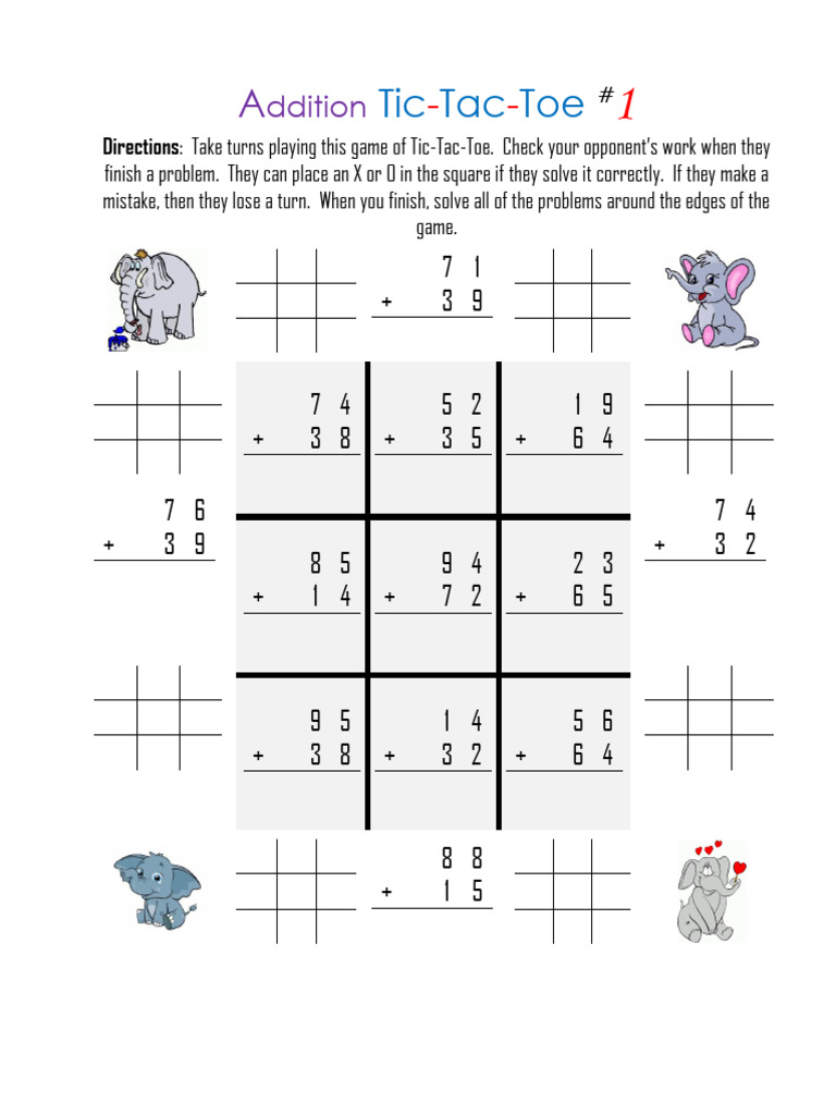 Addition Tics Tacs Toes Thirds Grade | PDF | Board Games | Economics Of ...