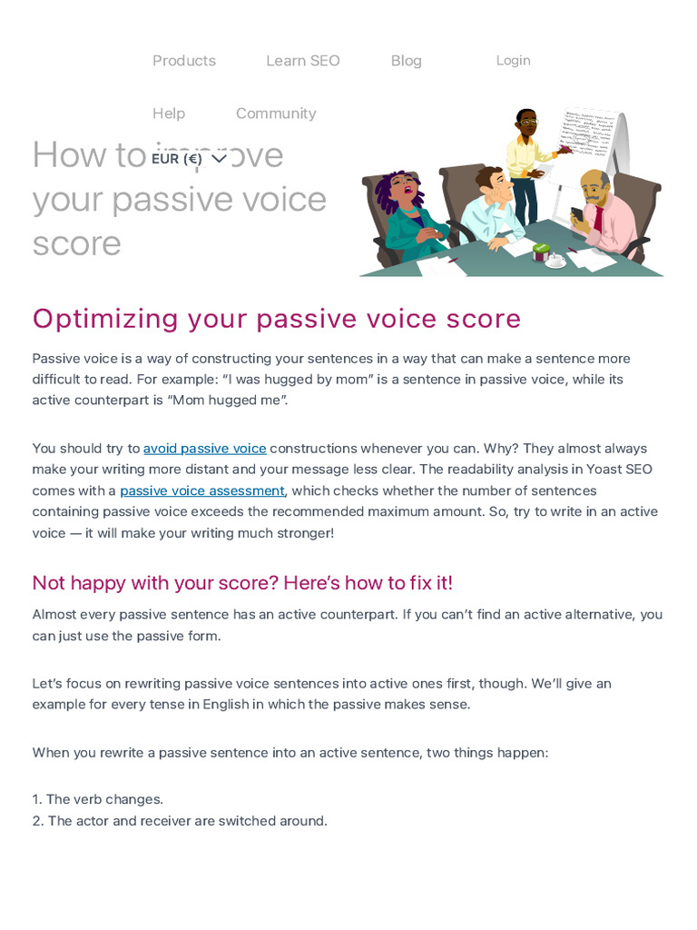 How To Improve Your Passive Voice Score - Yoast | PDF | Verb | Syntax