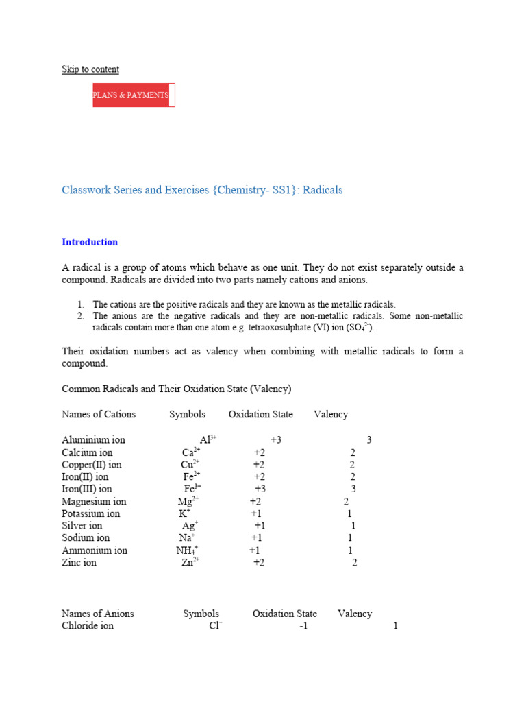 Radicals | PDF | Ion | Chemical Compounds