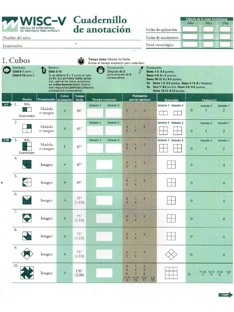 Cuadernillo-de-Anotacion-WISC-5 A Color COMPLETO | PDF