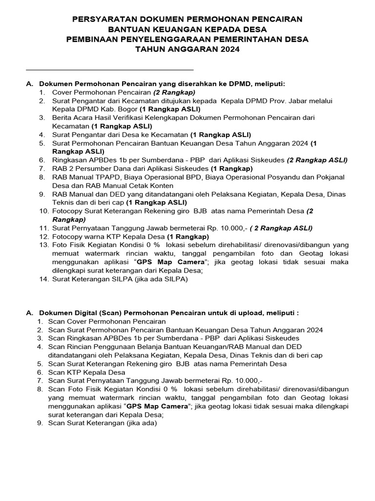 Format Permohonan Pencairan Banprov 2024 | PDF