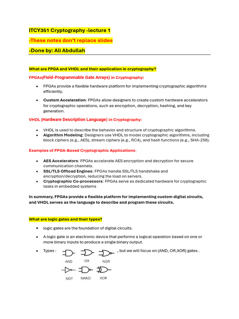 ITCY351 Cryptography | PDF | Cryptography | Field Programmable Gate Array