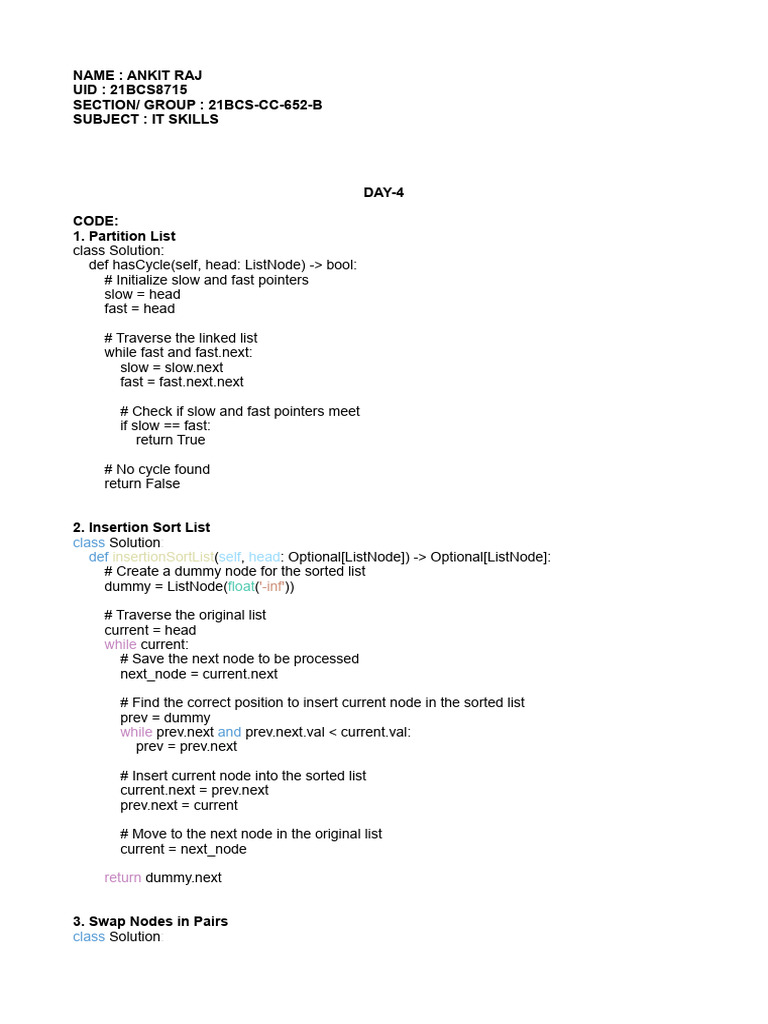 Ankit Raj 21bcs8715 Day4 It Skills Pdf Algorithms And Data Structures Computer 