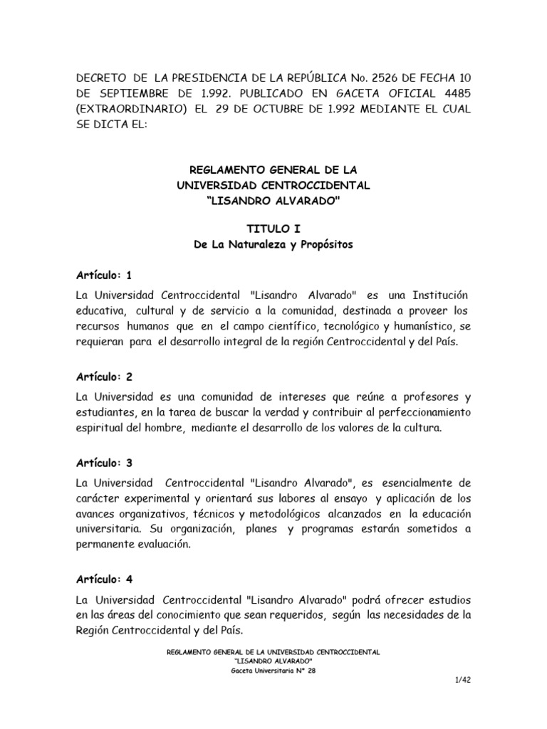 Reglamento General Ucla | PDF | Maestros | Universidad