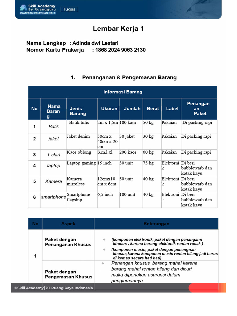 Adinda Dwi Lestari Unjuk Keterampilan | PDF