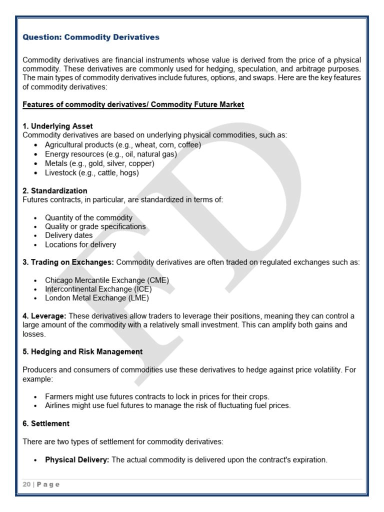 Commodity Derivatives & Indian Exchanges | PDF | Futures Contract ...