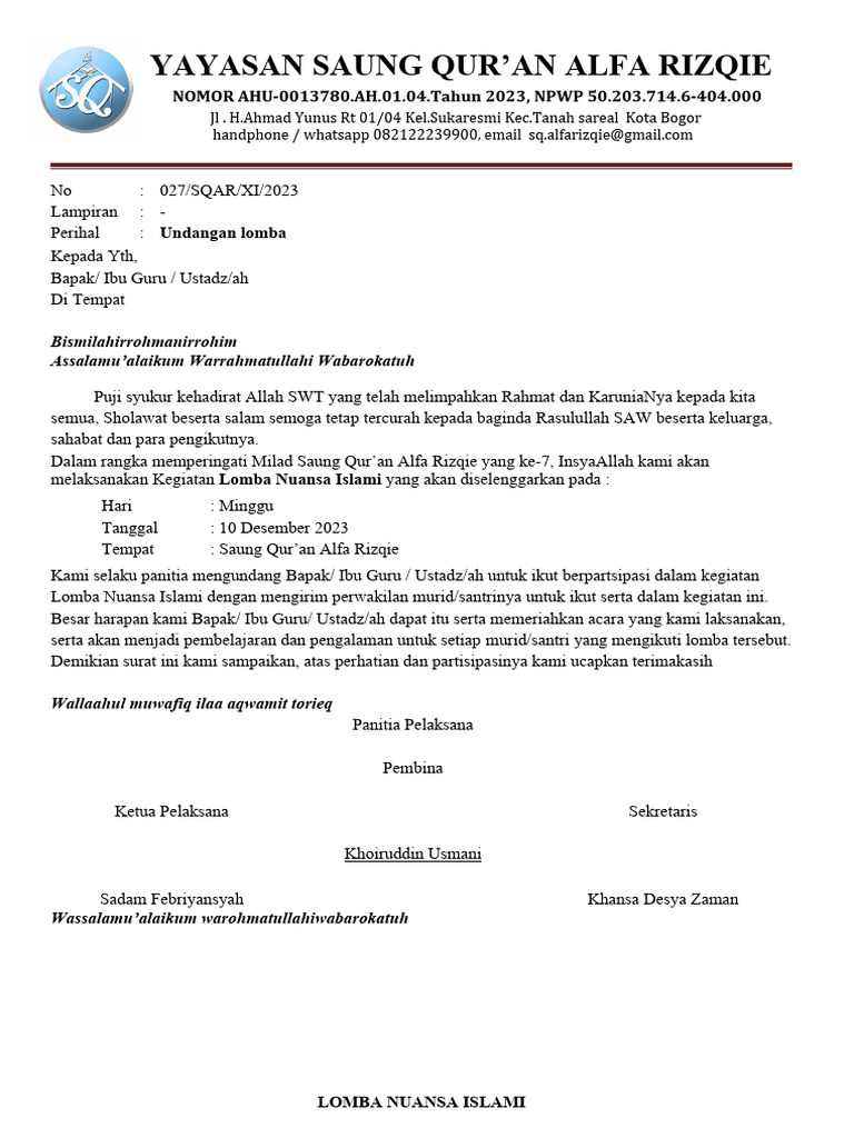 Undangan Lomba | PDF