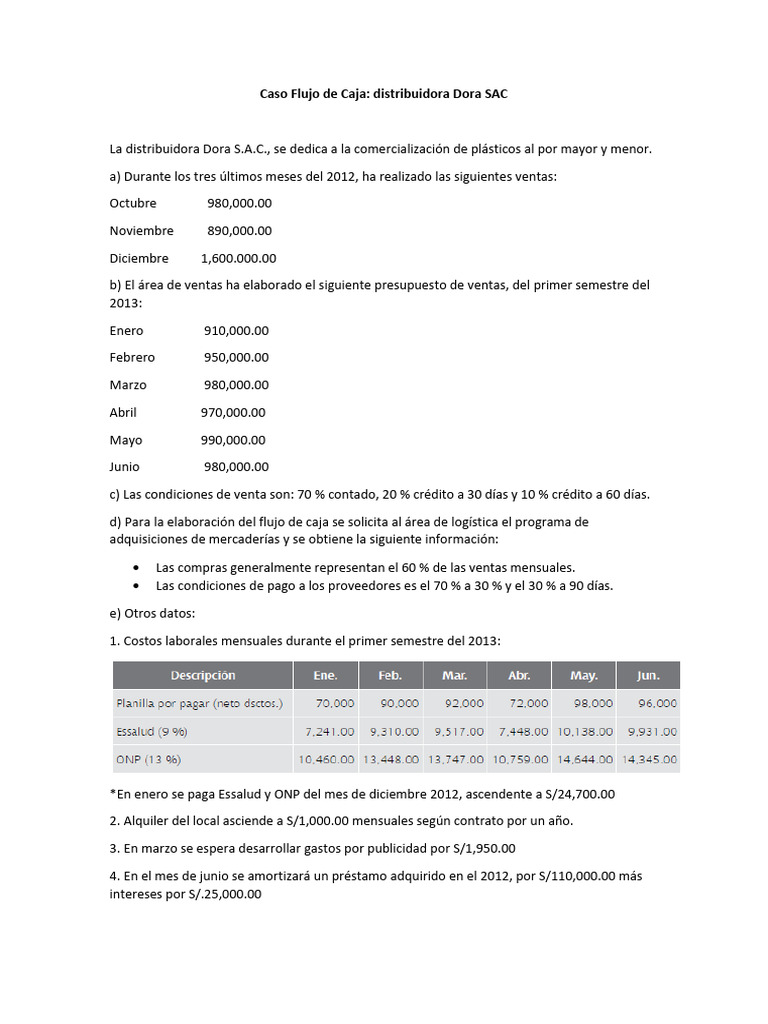 Caso Flujo de Caja | PDF