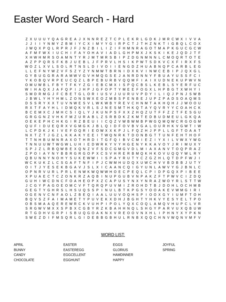 Easter Word Search Hard 1711548476 | PDF
