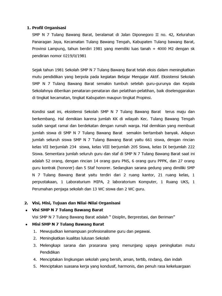 Profil Organisasi SMPN 7 TBB | PDF