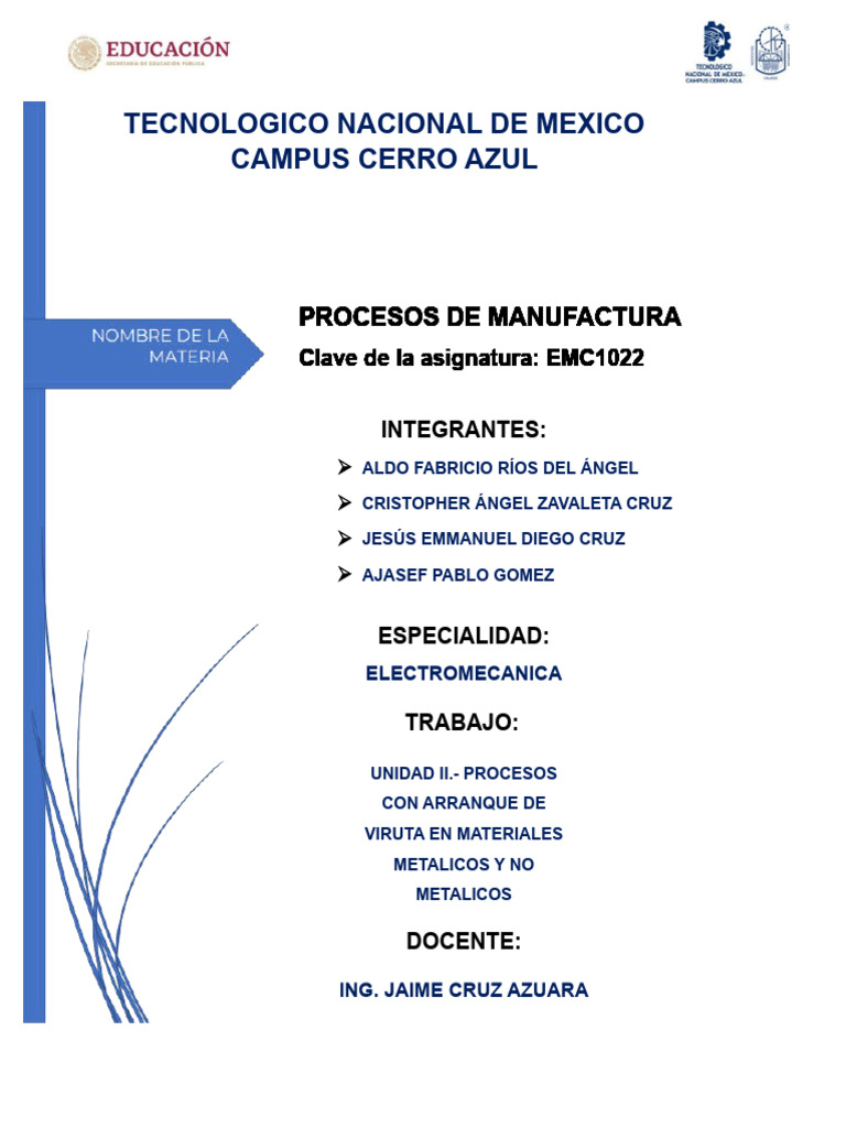 Unidad 2 Procesos de Manufactura. | PDF | Perforar | Perforación