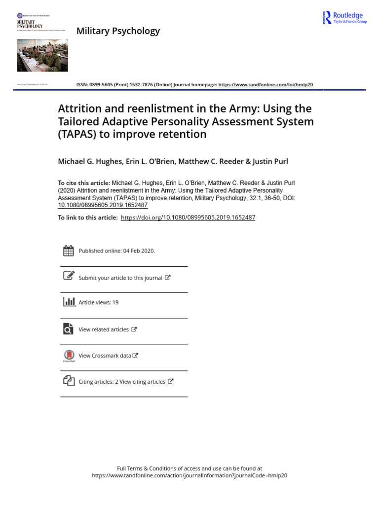 Attrition and Reenlistment in The Army Using The Tailored Adaptive ...