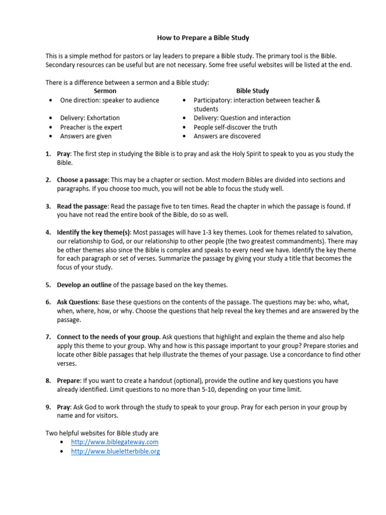 Bible Study Guide | PDF | Sermon | Prayer