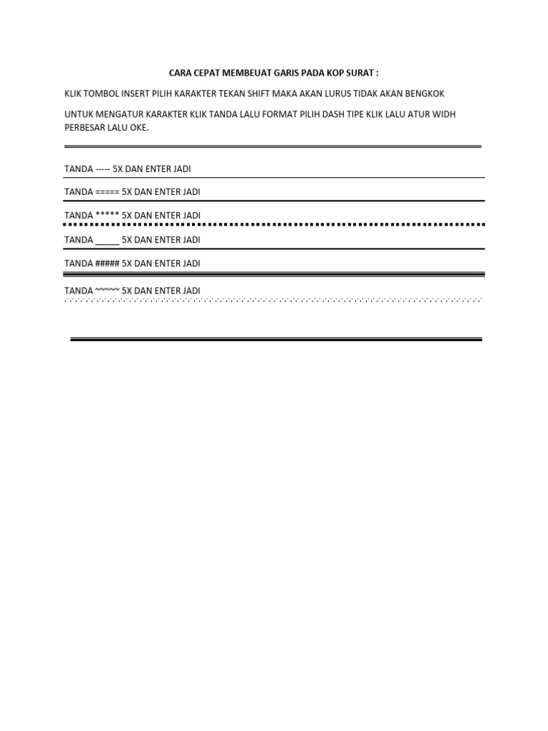Cara Cepat Membuat Garis Pada Kop Surat | PDF Cara Cepat Membuat Garis Pada Kop Surat | PDF