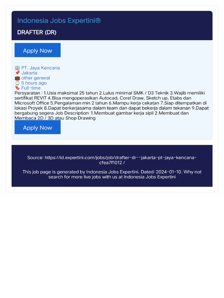 Drafter DR Jakarta PT Jaya Kencana Cfea7f1012 | PDF