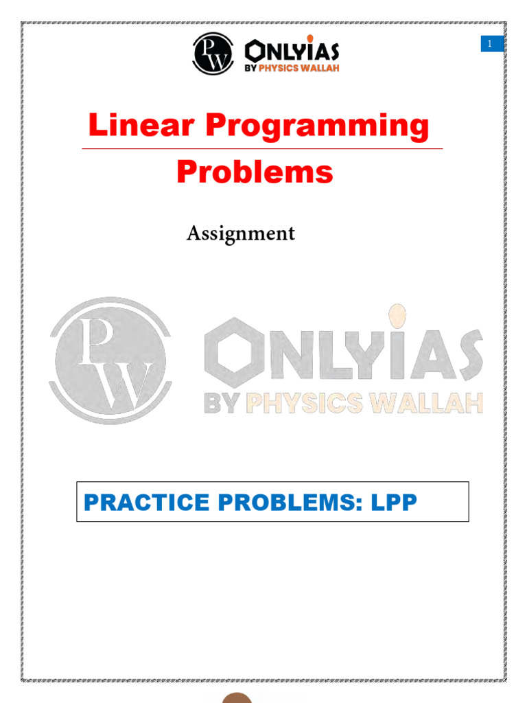 Assignment (Linear Programming Problems) PDF Only - Note | Download Free PDF | Mathematical ...