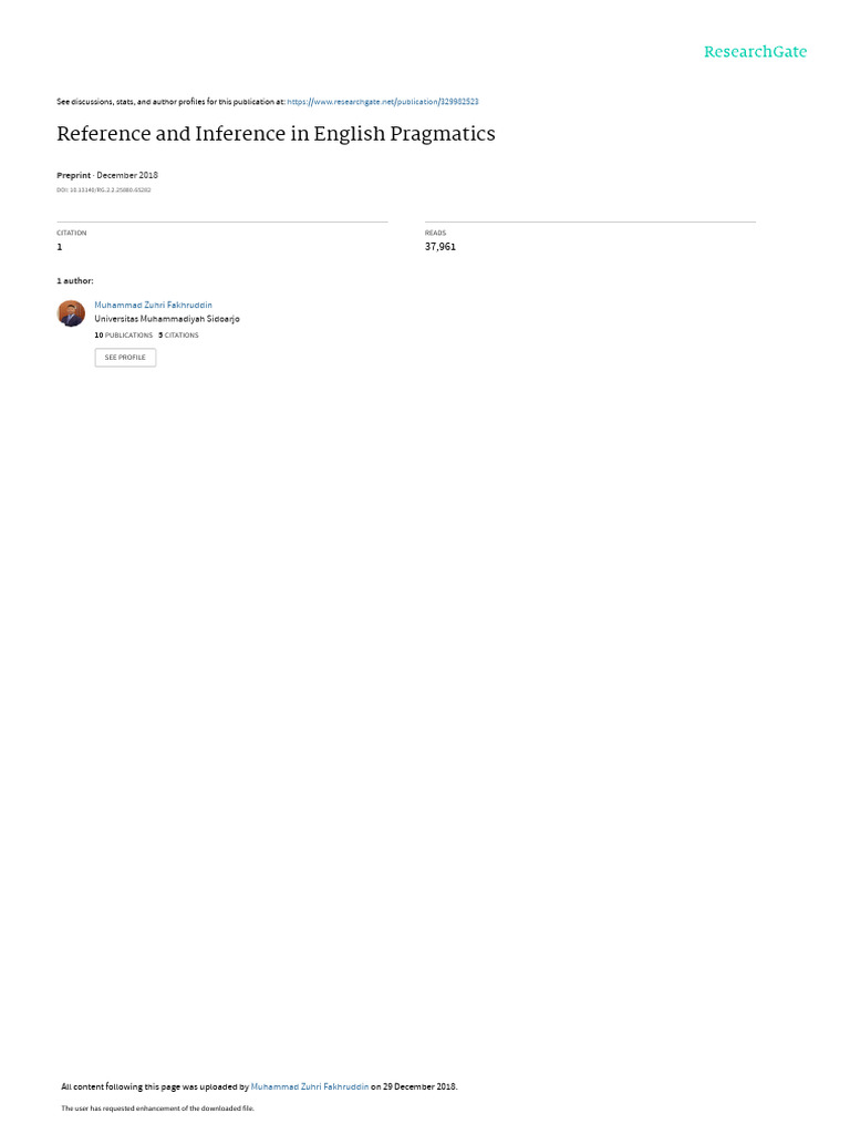 Reference Inference English Pragmatic | PDF | Cognitive Science ...