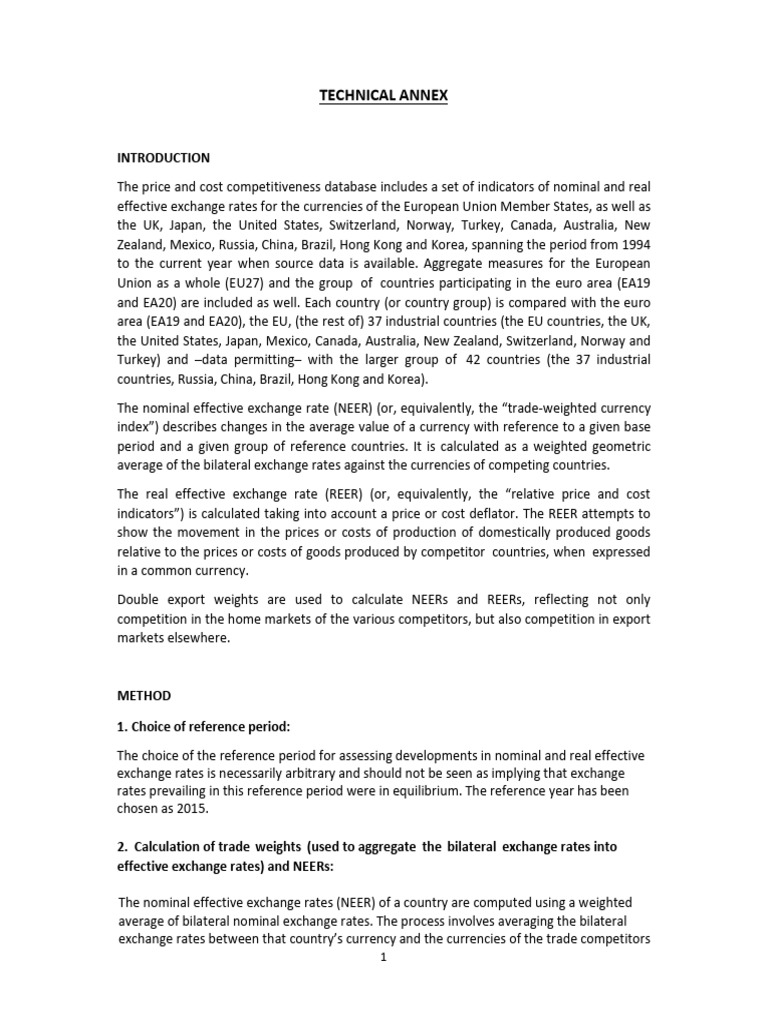 Technical - Annex - en - 1 ER CL Updated CL2 - REER - Methodology | PDF ...