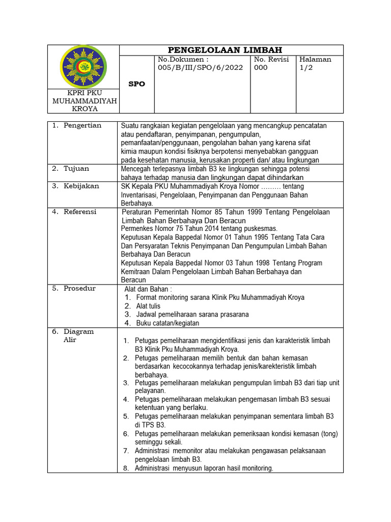 Ok Sop Pengelolaan Limbah B3 | PDF